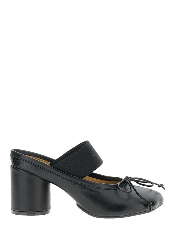 MAISON MARGIELA Nappa Leather Heeled Ballerina Mules - Nero