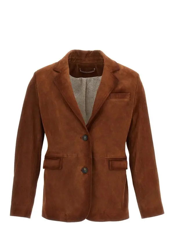 GOLDEN GOOSE Journey Jacket In Waxed Suede - Marrone
