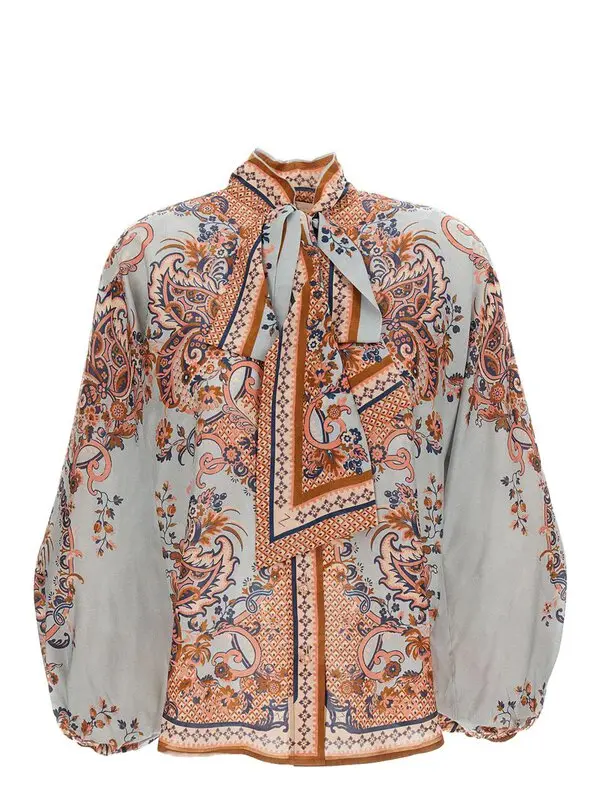 Zimmermann Silk Paisley Floral Print Blouse With Bow Detail - Multicolore