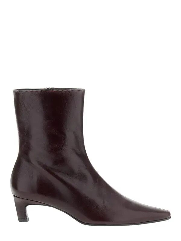 ALOHAS Leather Ankle Boots With Kitten Heel - Rosso