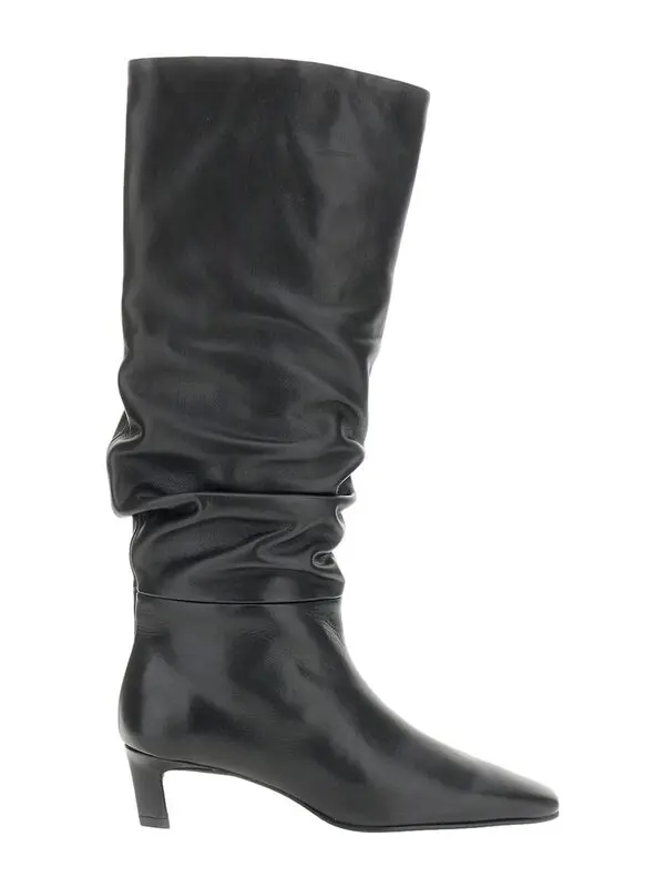 ALOHAS Kalila Knee-high Leather Boots With Block Heel - Nero