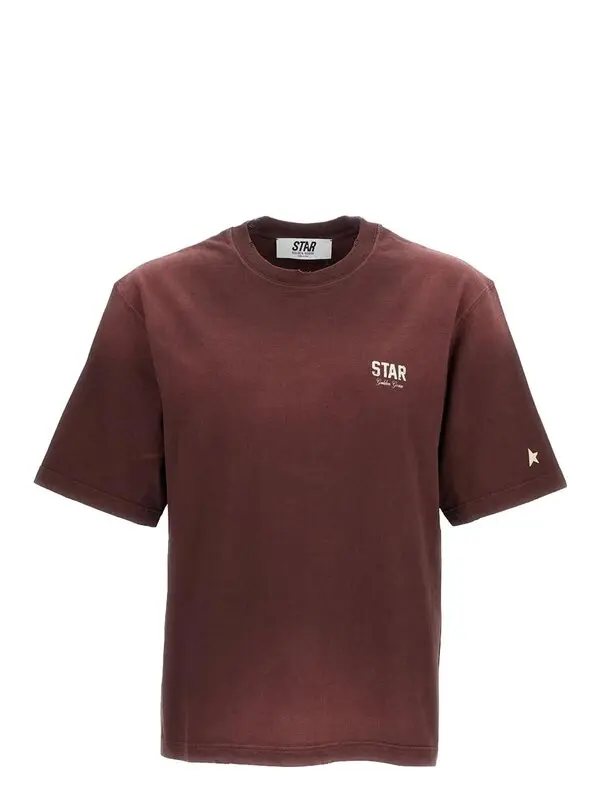 GOLDEN GOOSE Relaxed Fit Cotton T-shirt With Logo Detail - Red