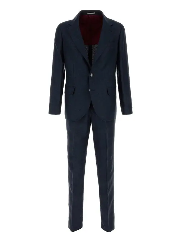 Brunello Cucinelli Navy Silk Blend Suit - Blue