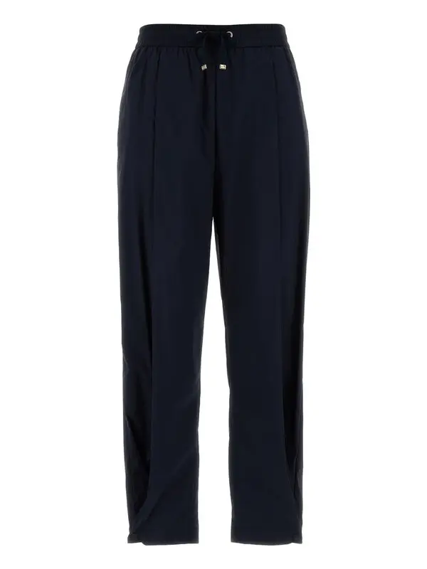 Herno Stretch Nylon Trousers With Metal Logo Plate - Blue