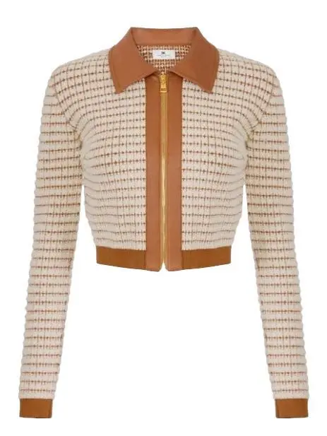 Elisabetta Franchi Textured Zip-up Cardigan - Nude