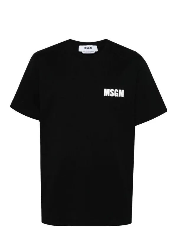 MSGM Logo Printed Crewneck T-shirt - Black