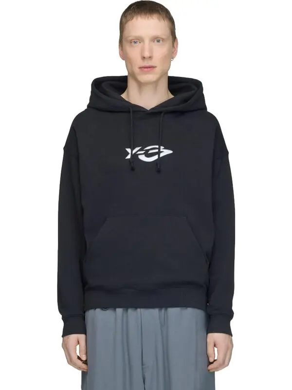 Adidas Y-3 French Terry Liquid Logo Hoodie - Black