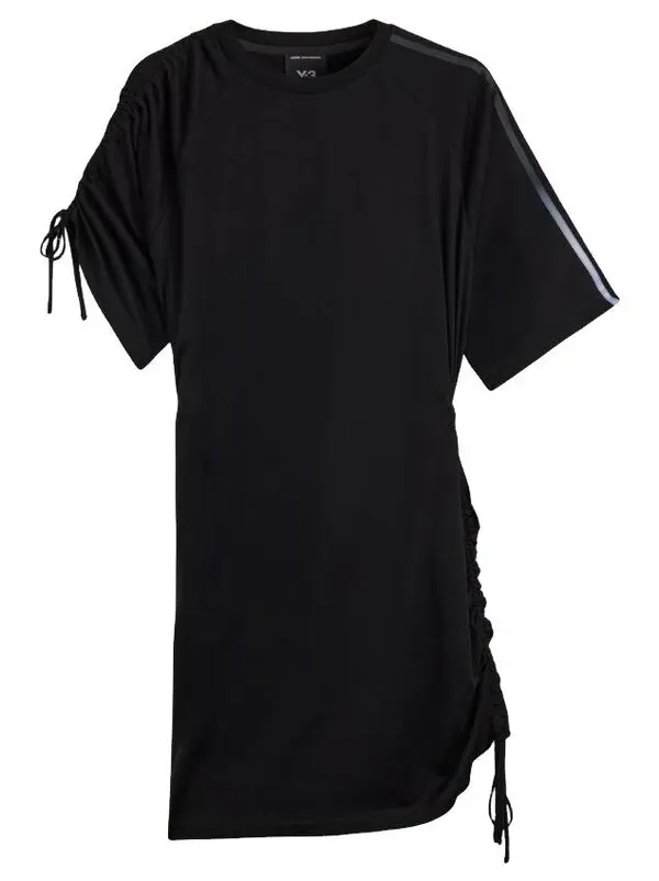 Adidas Y-3 Wool Cinched Drape Tee Dress - Black