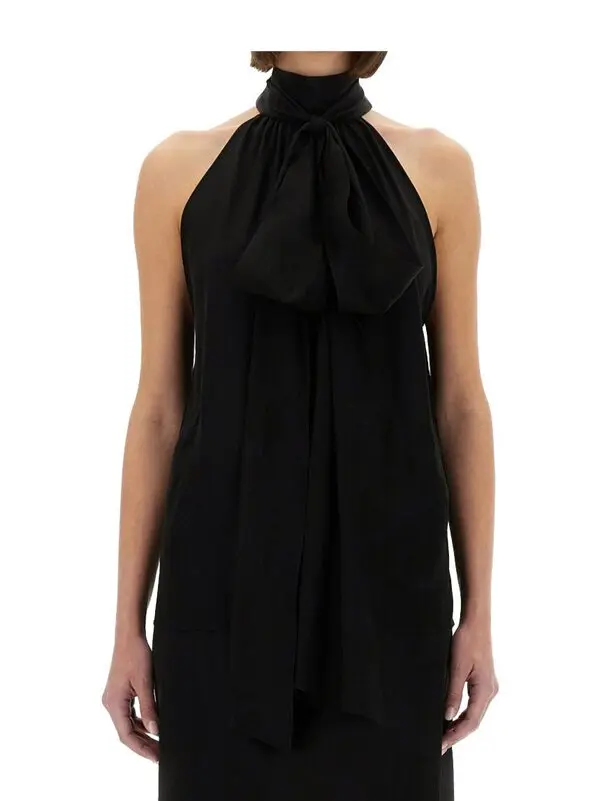 TOM FORD Sleeveless Lavalliere Blouse - Black