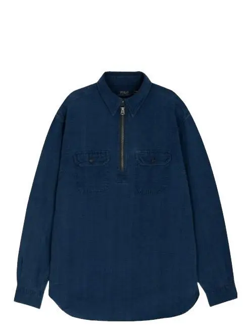 Polo Ralph Lauren Half-zip Shirt With Chest Pockets - Blue