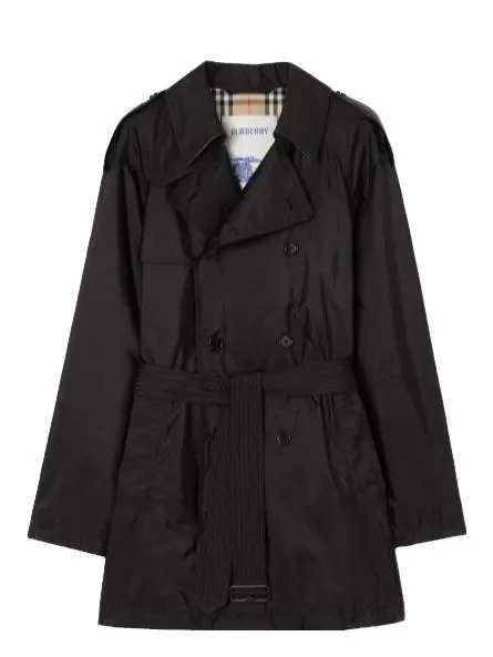 Burberry Mid-length Nylon Trench Coat - Black