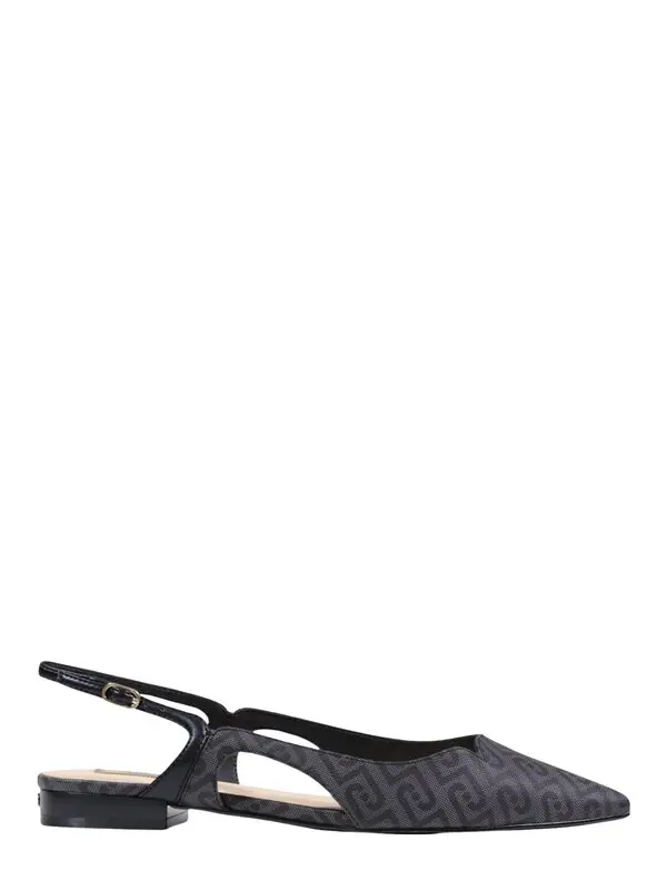 Liu Jo Pointed Toe Flat Slingback Sandals With Geometric Pattern And Buckle Strap - Black