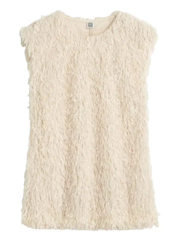 TOTEME Feathered-jersey Sleeveless Top - Eggshell