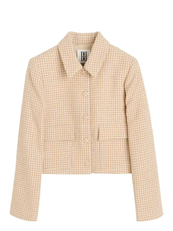 BY MALENE BIRGER Annie Houndstooth Cropped Jacket - Nude