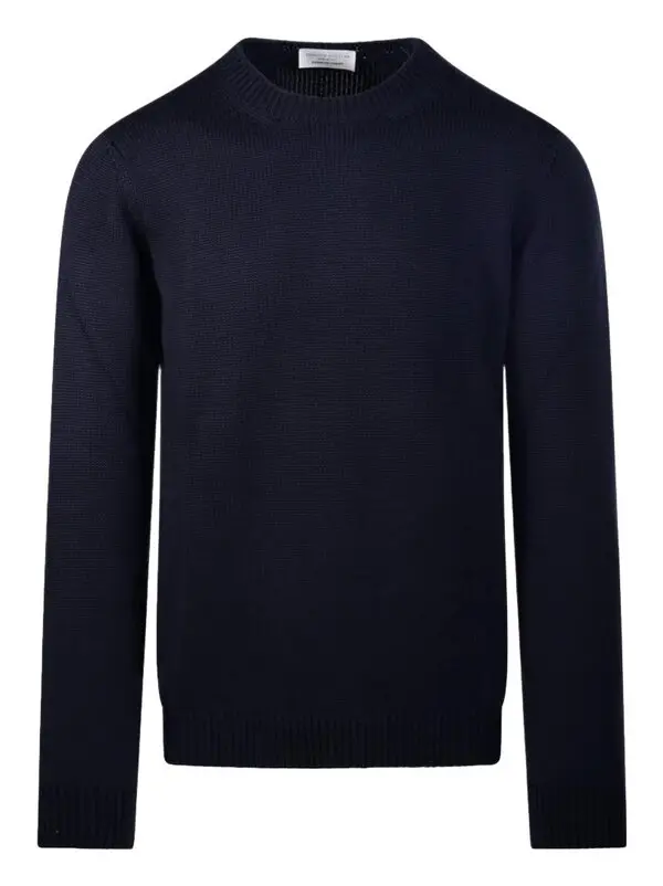 ROBERTO COLLINA Ribbed Trim Sweater - Navy