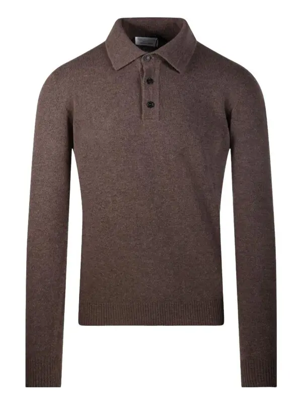 ROBERTO COLLINA Long-sleeve Polo Shirt - Brown