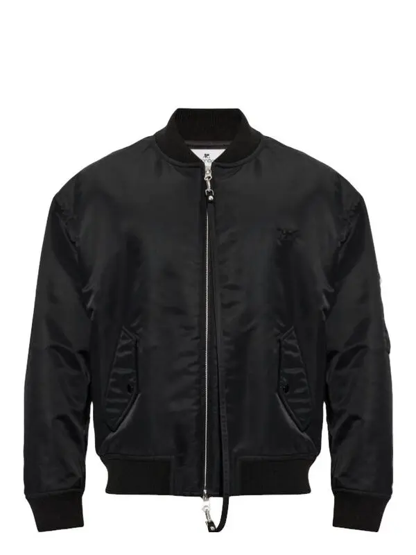 COURREGES Long-sleeved Zip-up Bomber Jacket - Black
