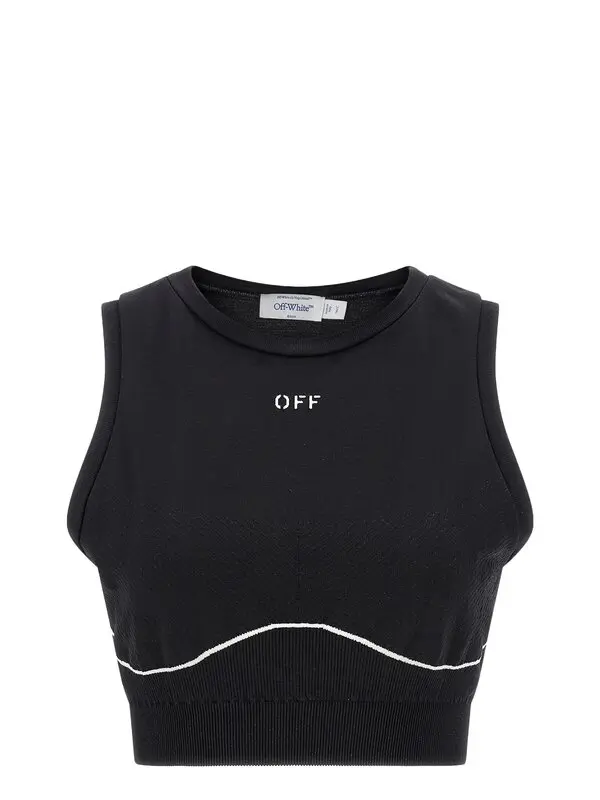 Off-White Crewneck Sports Vest With Contrasting Logo - Black