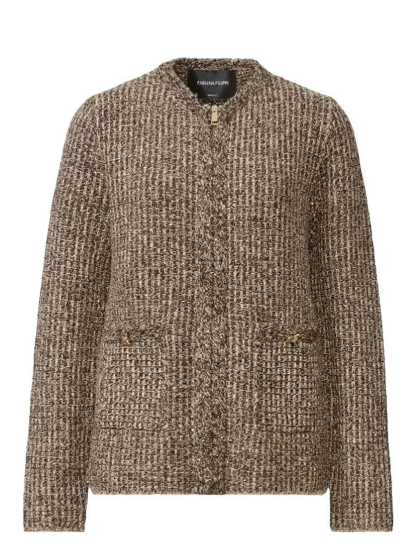 Fabiana Filippi Sequined Zip-up Tweed Jacket - Ebony