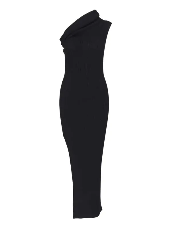 Rick Owens Sleeveless Ribbed Asymmetrical Dress - Black