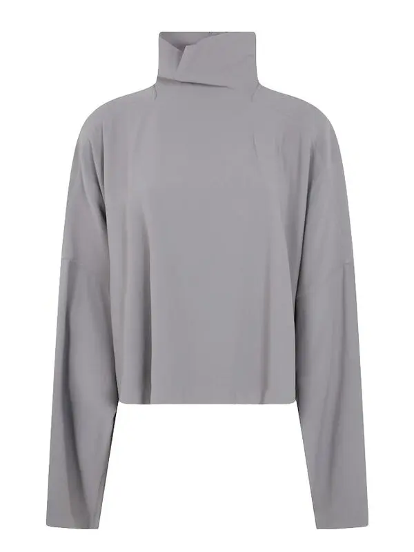 Rick Owens High Collar Long Sleeve Top - Gray