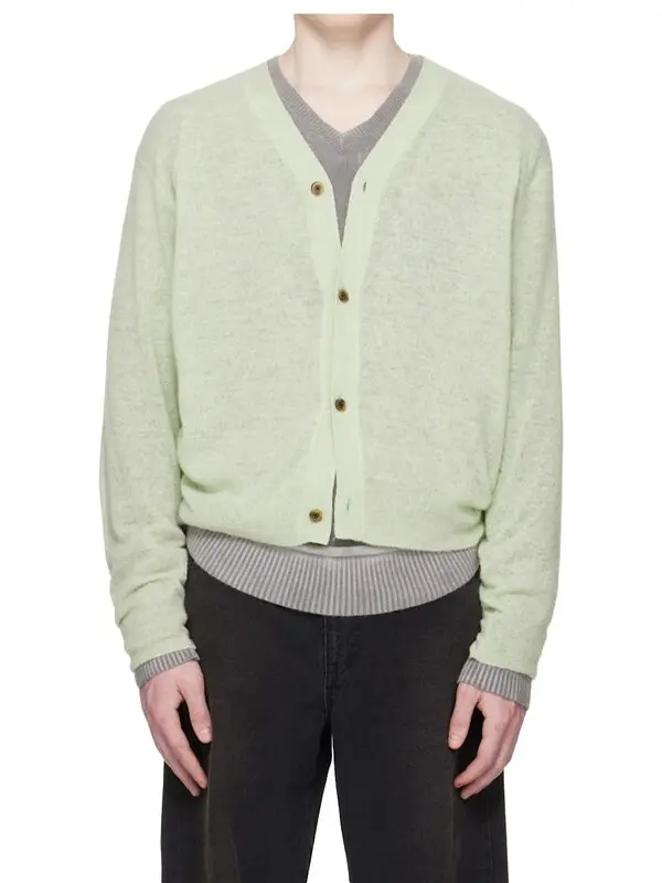 SSSTEIN Knitted V-neck Cardigan - Mint Green