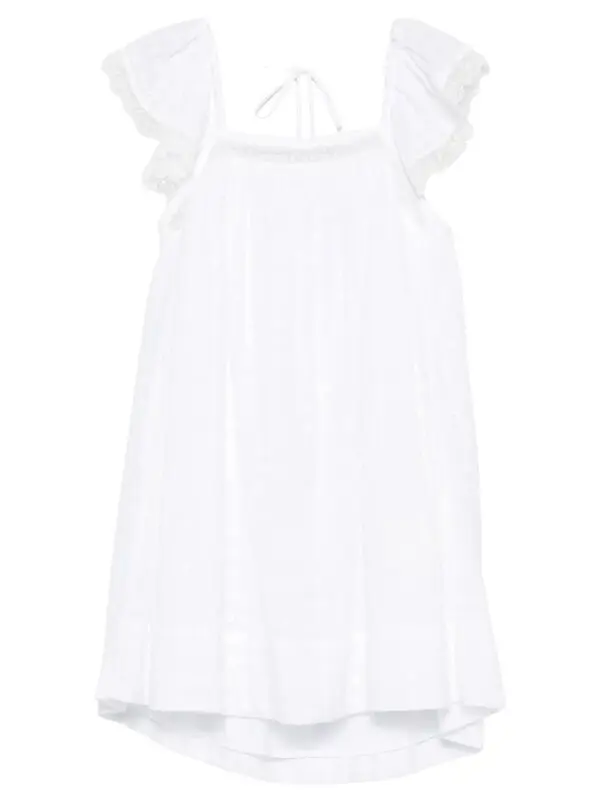 GANNI Broderie Anglaise Mini Dress With Ruffled Sleeves - White