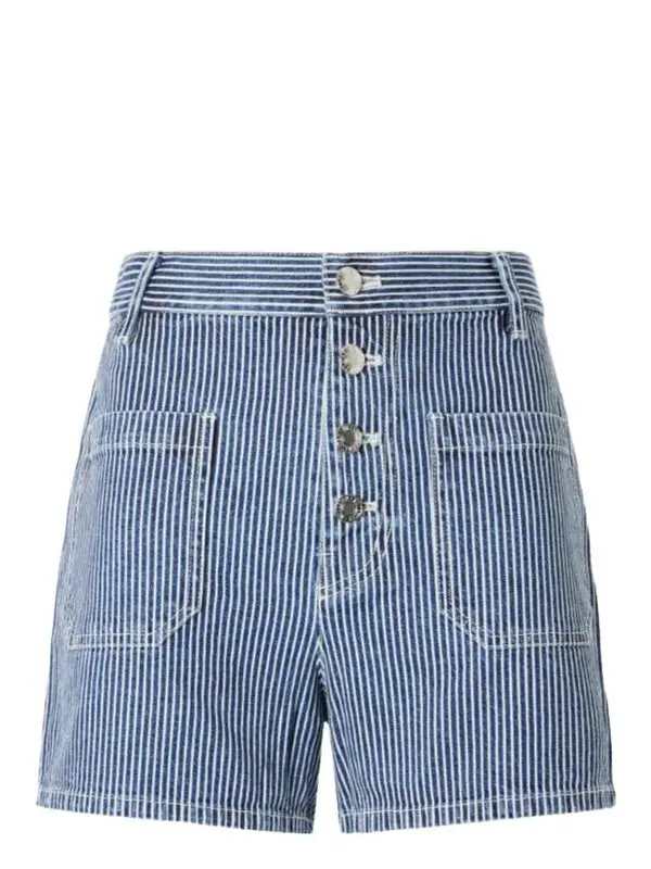 NILI LOTAN Harley Striped Denim Shorts - Blue