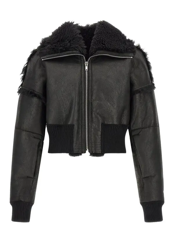 Rick Owens Cropped Flight Bomber Jacket - Black