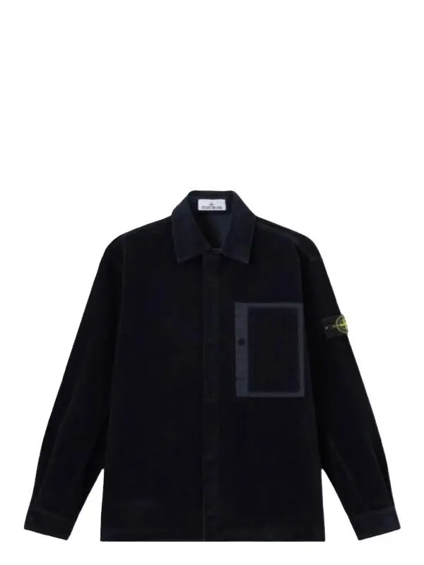 Stone Island Logo Patch Corduroy Shirt - Navy Blue