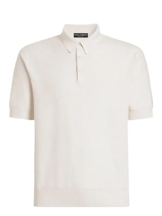 Dolce & Gabbana Polo Shirt In Fine-gauge Silk - White