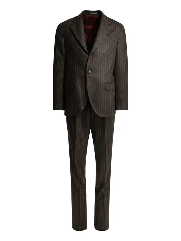 Brunello Cucinelli Pinstripe Single-breasted Suit - Black