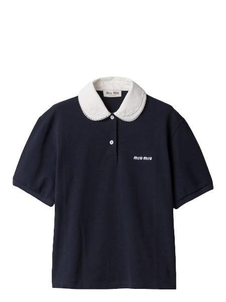 Miu Miu Short-sleeve Piqué Polo Shirt - Navy