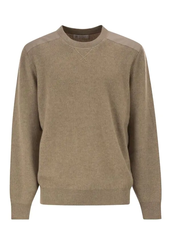Brunello Cucinelli Ribbed Crew Neck Long-sleeved Knitwear - Brown