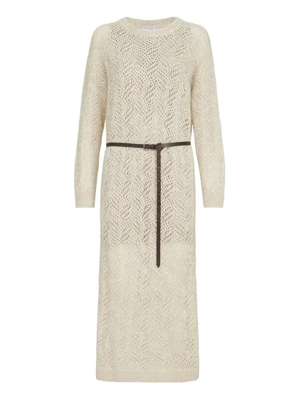 Brunello Cucinelli Dazzling Abstract Leaf Knitted Dress - No