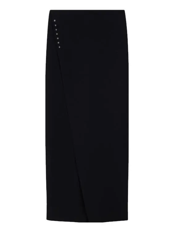 Emporio Armani Stud-embellished Wrap Maxi Skirt - Black