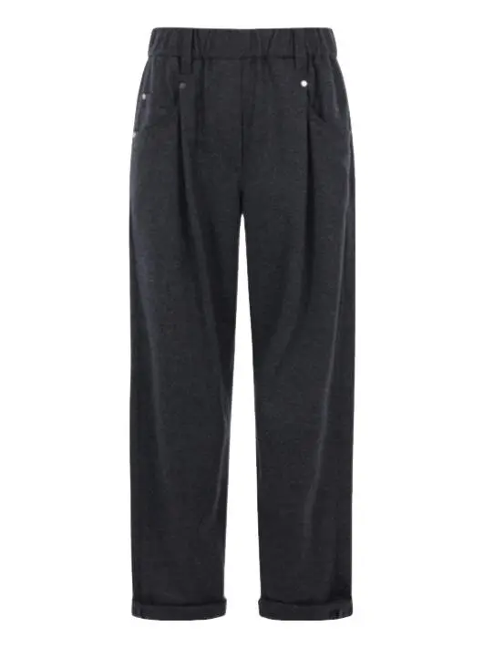 Brunello Cucinelli Straight-leg Trousers With Elastic Waistband - Grey