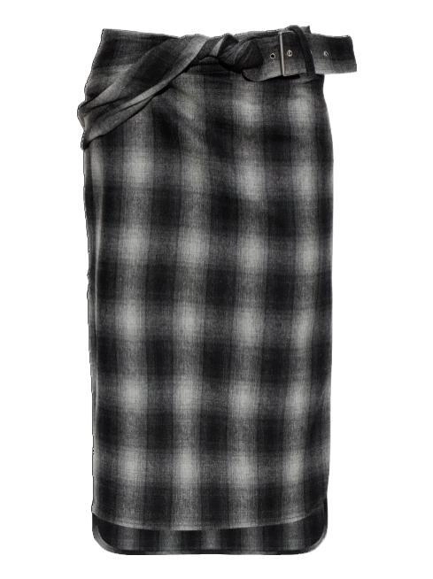 IRO PARIS Plaid Belted Midi Skirt - Black