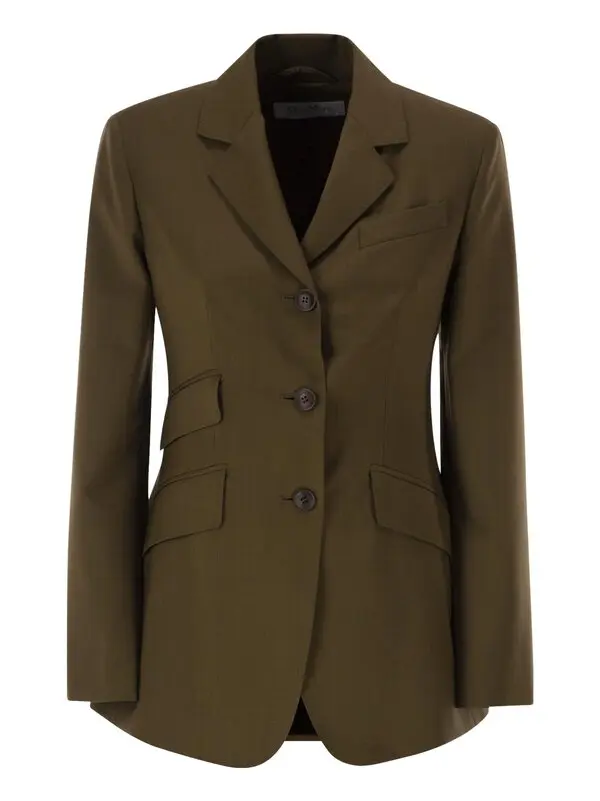 Max Mara Long-sleeved Suit Jacket With Notched Lapels - Green