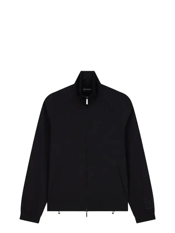 Emporio Armani Full-zip Sweatshirt In Lyocell Blend Interlock Jersey - Black