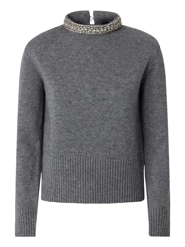 Pinko Embellished Neck Jumper - Gray