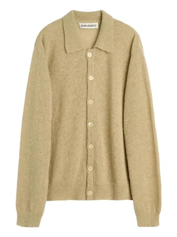 Our Legacy Long-sleeve Cardigan With Pointed Collar - Nude