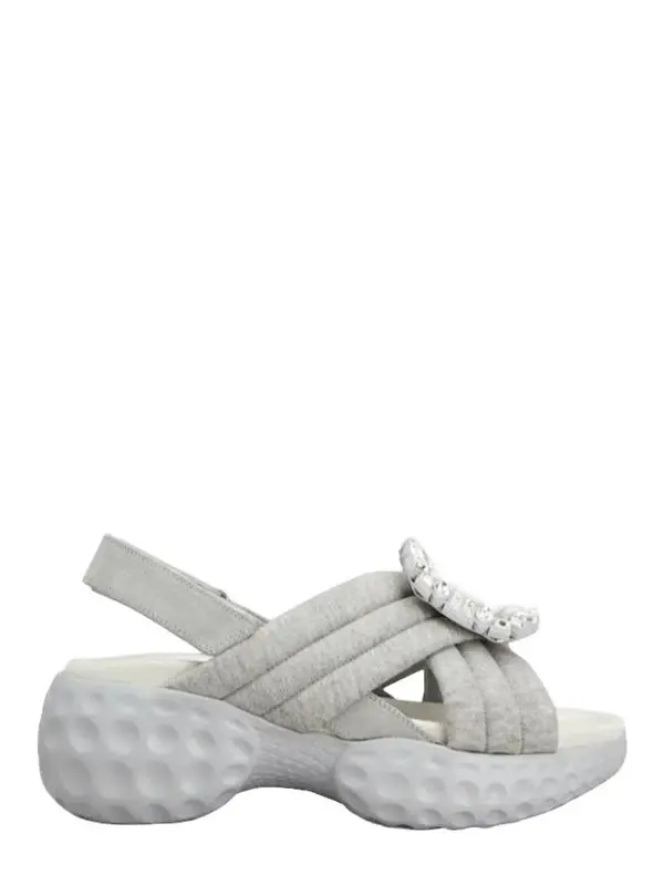 ROGER VIVIER Embellished Jersey Sandals - Grey