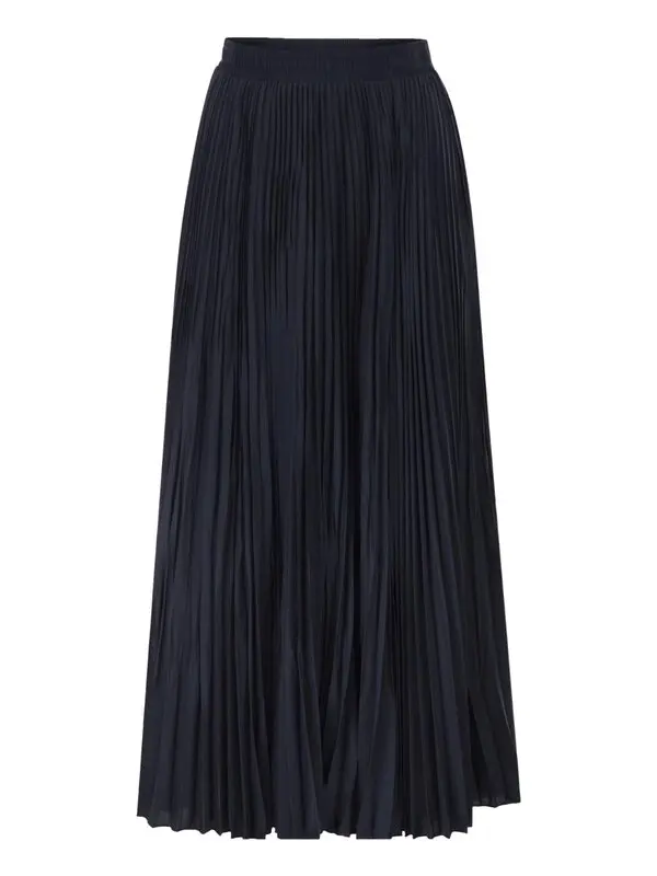 Max Mara Soleil Pleated Midi Skirt - Navy Blue