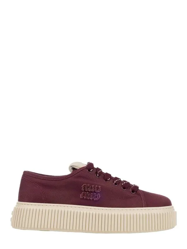 Miu Miu Logo Embroidered Lace-up Sneakers - Red