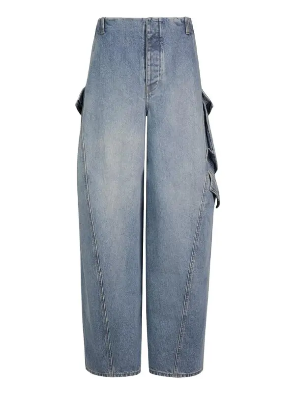 Alaïa Faded-effect Denim Cargo Pants - Faded Blue