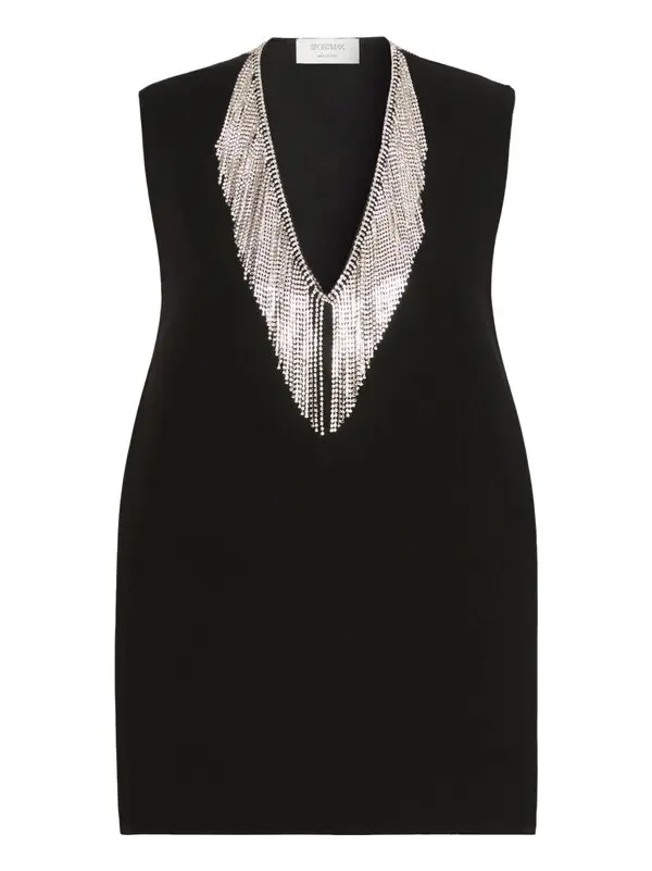 Sportmax Sleeveless Top With Rhinestone Embellishments - Black