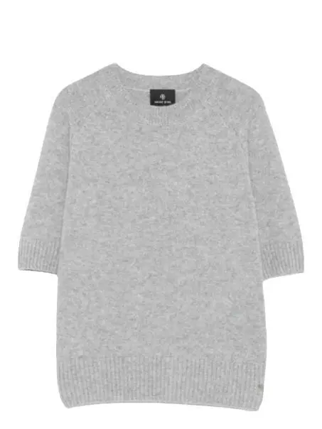 ANINE BING Round Neck Short-sleeved Sweater - Grey