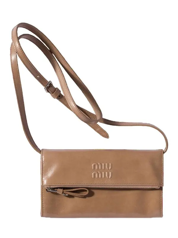 Miu Miu Embossed Logo Shoulder Bag - Brown