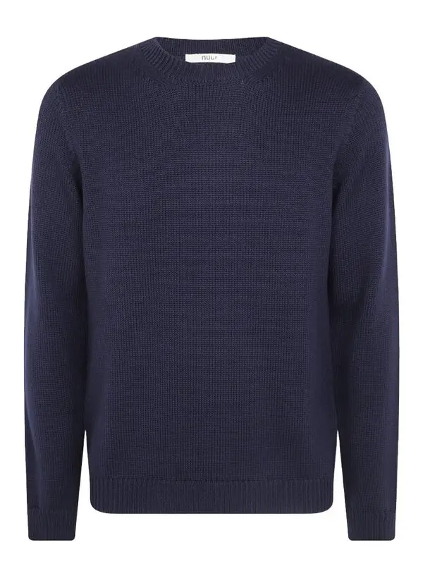 NUUR Round Neck Long Sleeve Sweater With Ribbed Cuffs And Hem - Navy